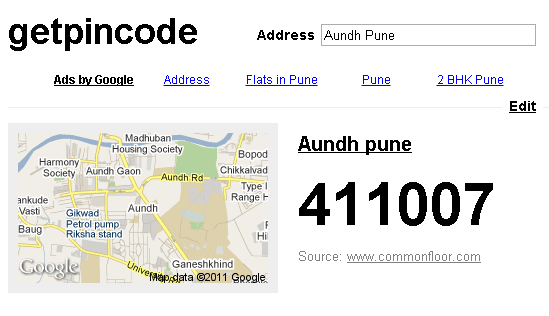 Search Engine To Get Pincode Of Addresses In India
